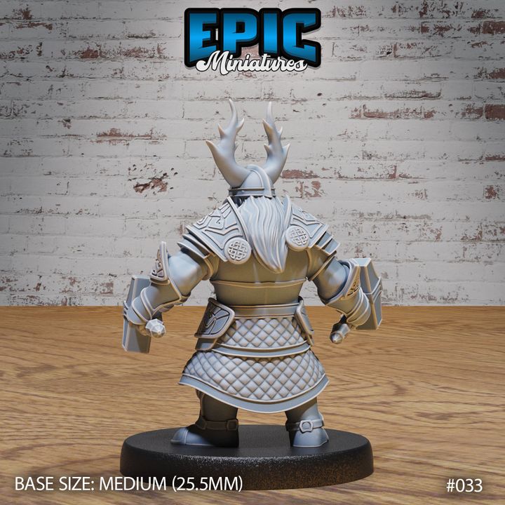 3D Printable Dwarf Army Dual Hammer / Dwarfen Warrior / Halfling Mountain Guard / Mine Fighter ...